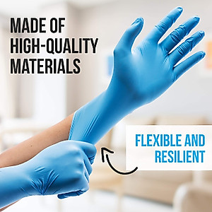 Style Setter Powder-Free Nitrile Disposable Exam Gloves, Industrial Medical Examination, No Latex Rubber, Non-Sterile, Food Safe, Textured Fingertips, Ultra-Strong, Blue-Size Medium, Pack of 100