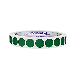 ChromaLabel 1/2 Inch Round Permanent Color-Code Dot Stickers, 1000 Labels per Roll, Forest Green