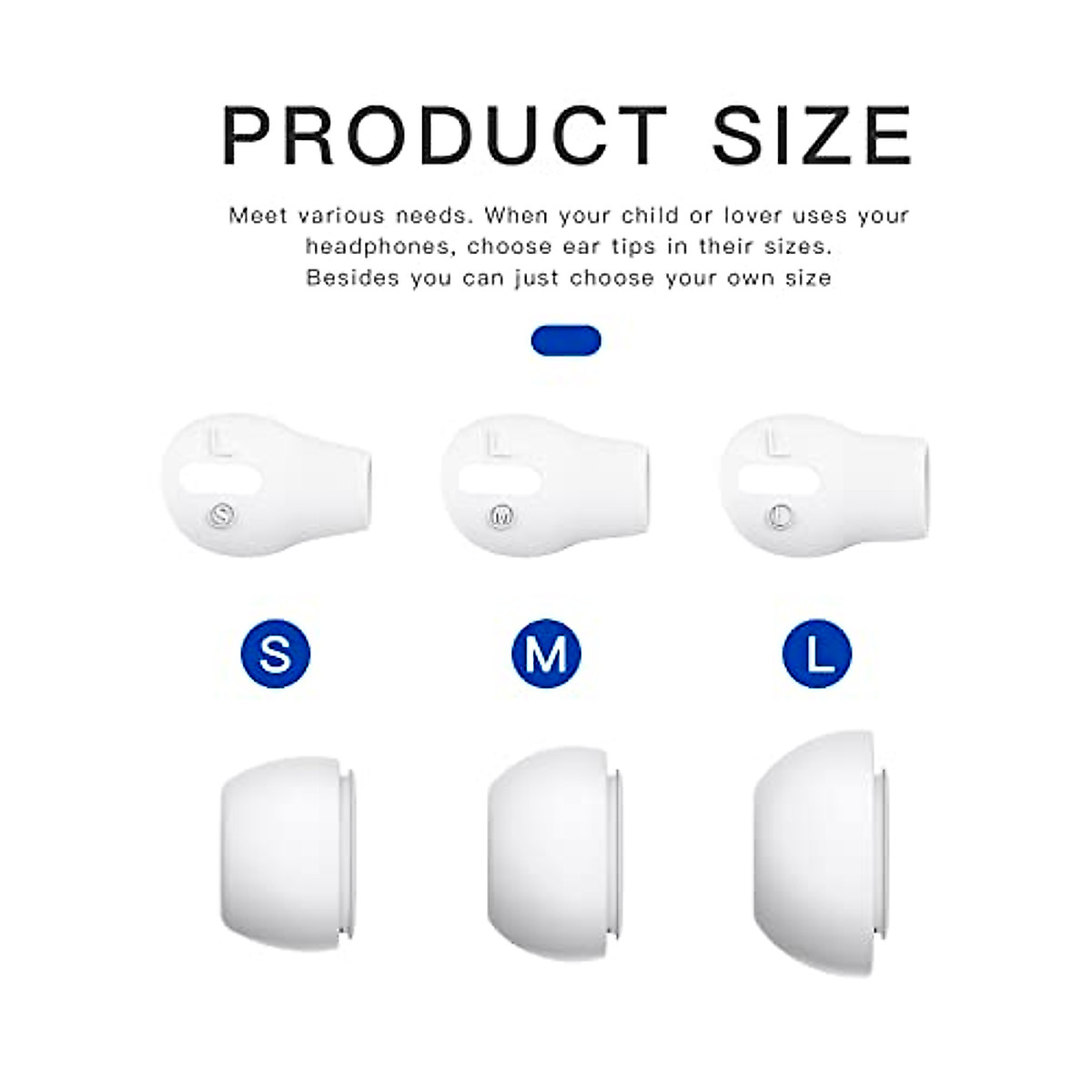 Brujula 3 Pairs AirPods Pro Ear Tips Ear Hooks Covers, Reduce Pain, Silicone Accessories, Anti-Slip Replacement Ear Tips, Fit in The Charging Case (S)