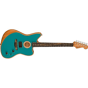 Fender American Acoustasonic Jazzmaster Acoustic Electric Guitar, with 2-Year Warranty, Ocean Turquoise, Ebony Fingerboard, with Gig Bag