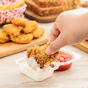 ZMLTLMG 20Pcs Double Compartment Condiment Container, Disposable Snack Containers with Lids, Compartment Transparent Snack Containers for to-go Sauce, Sampling, Travel Snack