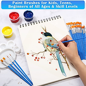 Small Paint Brushes Bulk, Anezus 50 Pcs Flat Tip Round Acrylic Paint Brushes for Kids Classroom Acrylic Watercolor Canvas Face Painting Touch Up