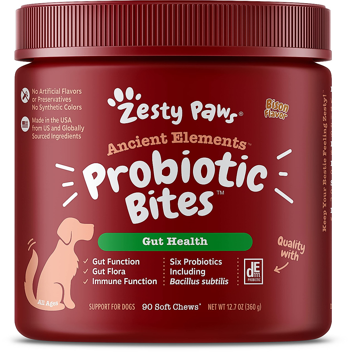 Ancient Elements Probiotics for Dogs - Chewable Dog Probiotic Supplement + Ancient Elements 8-in-1 Bites for Dogs - Joint, Skin, Gut, Immune, Heart Support