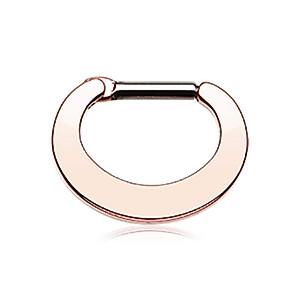 Covet Jewelry Rose Gold Basic Steel Loop Septum Clicker (16 GA (1.2mm), Length: 1/4" (6mm))