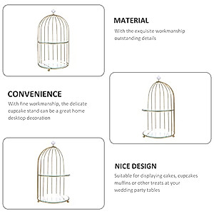 DOITOOL Gold Bird Cage Cake Stand 2 Tier Serving Tray, 2 Tier Cupcake Stand for Dessert Table Display, Tiered Serving Tray for Party Wedding Baby Shower for Cupcakes Fruits Dessert Snacks ( 2 Tier )