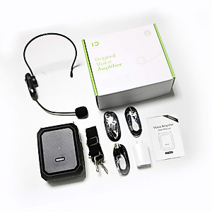 YOCEWECA Voice Amplifier with Wireless Headset Mic - 18W 4400mAh Rechargeable Mini Pa System, Bluetooth 4.2, Waterproof IPX5 Portable Speaker for Teacher, Outdoors