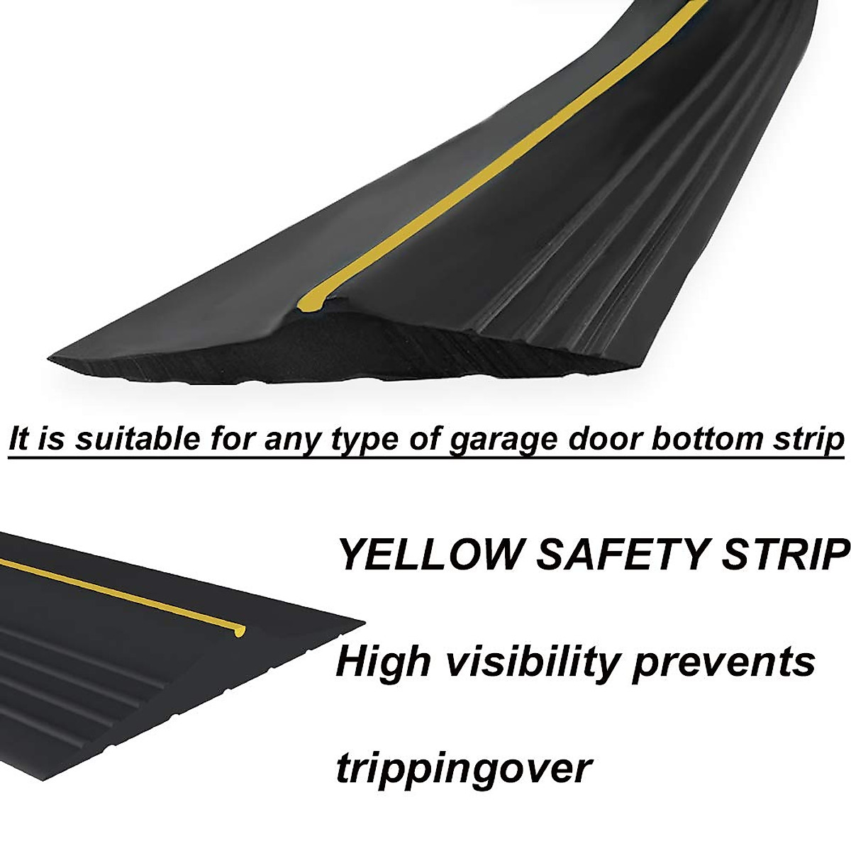 Universal Garage Door Bottom Threshold Seal Rubber Strip with Adhesives, DIY Weatherproof Weather Stripping Replacement (16FT)