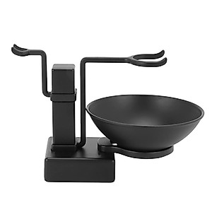 pizarra Bathroom Barber Men Metal Shaving Stand Set - Shave Brush Holder Shelf + Soap Mug Cup Bowl Black