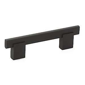 Richelieu Hardware BP905096900 Madison Collection 3 3/4-inch (96 mm) Center-to-Center Matte Black Modern Rectangular Cabinet and Drawer Bar Pull Handle for Kitchen, Bathroom, and Furniture