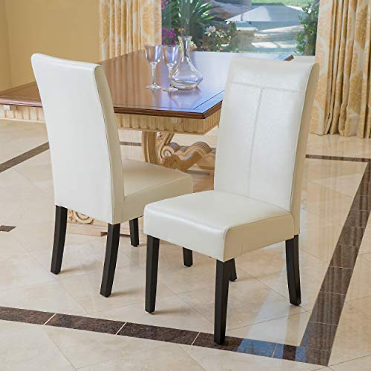 Christopher Knight Home Lissa PU Dining Chairs, 2-Pcs Set, Ivory