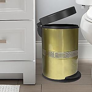 nu steel Stainless Steel Step Garbage Trash Can with Lid: 5 Liter/1.32 gal for The Kitchen, Bathroom, Bedroom, Patio, RV – Gold Finish
