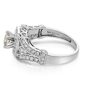 Vir Jewels 1 cttw Diamond Halo Wedding Engagement Ring 14K White Gold Cushion Shape Bridal Size 6