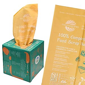Moonygreen Compost Bags Small Trash Bags 2.6 Gallon, Extra Thick, US BPI ASTM D6400 Certified Compostable Food Scrap Kitchen Waste Bags, 100 Count