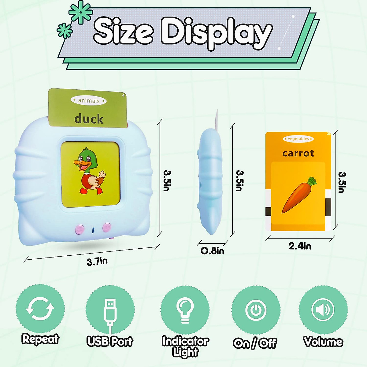 YATAOME Talking Baby Flash Cards Preschool Montessori Educational Learning Toys for 3-4 Years Old Toddler Kids Boys Girls Learn Literacy Sight Words Audible Reading Resource with Sound Effects (Blue)