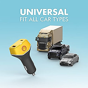 Shell USB Car Charger Fast Charger, 63W 2 Port iPhone Car Charger, 45W PD USB C + 18W QC USB A, for iPhone 13 /Pro/Max/Mini, iPad Pro/Air/Mini, MacBook Air/Pro, Google Pixel, Tablets, GPS