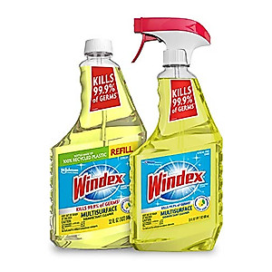 Windex Disinfectant Cleaner - Multisurface Spray Bundle, Includes a 23 fl oz Spray and a 32 fl oz Refill, Works on Kitchen and Bathroom Counters and More, Citrus Fresh Scent