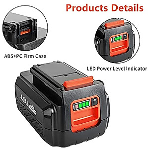Upgrade 3500mAh 40V LBXR36 Battery Replacement for Black & Decker 40V Max Lithium Battery LBXR36 LBX2040 LBXR2036 LBX1540 LBX2540 Tools LST136 LHT2436B LSW36 LCC340C LCS1240B Tool Power Battery