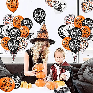 60Pack Halloween Balloons, Halloween Orange Black Confetti Balloons for Party, 12 Inch Balloons for Halloween Celebration Party Decorations