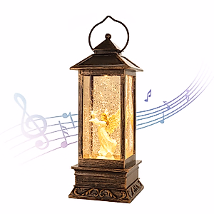 Christmas Decorations Christmas Snow Globe Christmas Lanterns Water Lanterns Glittering with Music USB and Battery Operated Singing Snow Globe Decoratives (Golden Dove Angel)
