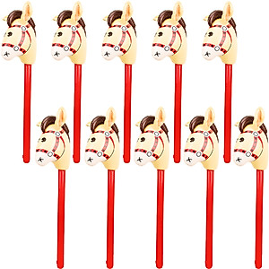Haconba 12 Pieces 40 Inch Inflatable Stick Horse Inflatable Cowboy Cowgirl Horse Head Stick Pony Stick Balloon for Cowboy Theme Parties Christmas Birthday Pool Party Decoration