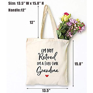 I'm Not Retired I'm A Full-time Grandma - Retirement Gifts for Women - Shoulder Bag Shopping Bag Tote Bag - Retirement Appreciation Gift for Mom Boss Co-workers,Teacher,Nurse,Friends,Wife,Sister