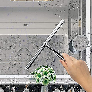 Shower Squeegee with Suction Storage Hook, 10 Inch Squeegee for Shower Glass Door