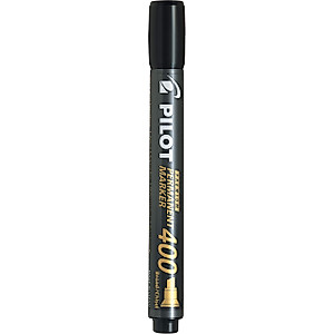 PILOT Premium 400 Permanent Markers, Broad Point Chisel Tip, Black Ink, Box of 12 (SA4-BLK)