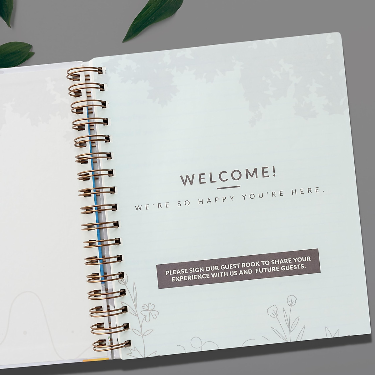 Paper 'n Such Guest Book for Vacation Home Visitors - Guestbook for Short Term Rentals, Vacation Rental, Beach House, Hosts Essentials, Spiral Hardcover Welcome Log - 200 Pages (White/Blue)