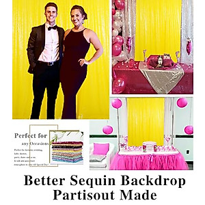 Partisout Sequin Backdrop Curtain 4ftx7ft Sequence Backdrops Party Glitter Background Sparkle Wedding Photo Shimmer Curtains (Yellow)