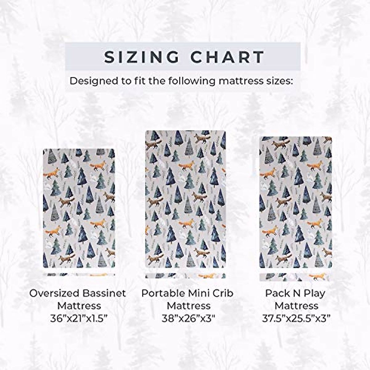 Pobi Baby - 2 Pack Premium Pack N Play Sheets Fitted for Standard Pack and Plays and Mini Cribs - Ultra-Soft Cotton Blend, Stylish Animal Woodland Pattern, Safe and Snug for Baby