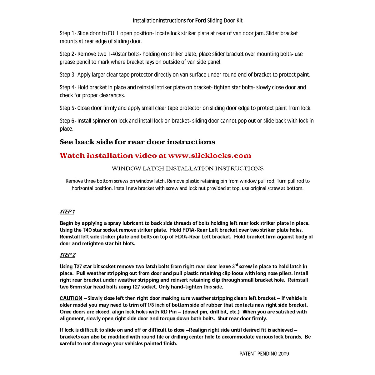 Slick Locks Ford Sliding Door Kit Complete with Spinners, Weather Covers & Locks,Silver