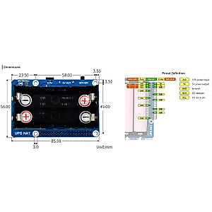 Uninterruptible Power Supply UPS HAT for Raspberry Pi Series Boards(Raspberry Pi 4 Model B/3B+/3B) Charge and Power Output at The Same Time,Multi Battery Protection Circuits