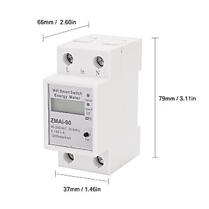 Splenssy Single-Phase Din Rail WiFi Intelligent Energy Meter Power Consumption Kwh Meter Wattmeter Support Smartlife/Tuya APP Control Compatible with Alexa and Google Home