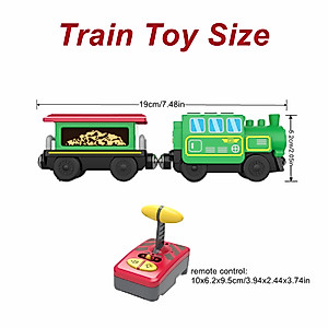 Battery Operated Locomotive Train Set for Wooden Train Tracks,Powerful Engine Train Vehicles Train Electric Remote Control Cars with Light&Sound Train Toy Gift for Kids Toddler