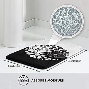 Xydzqdlmmd Dungeons and Dragons Yin Yang Floor Mat Rugs Non-Slip Home Decorate Cover Carpets Absorbent Dirt, White, 31.5x19.5in