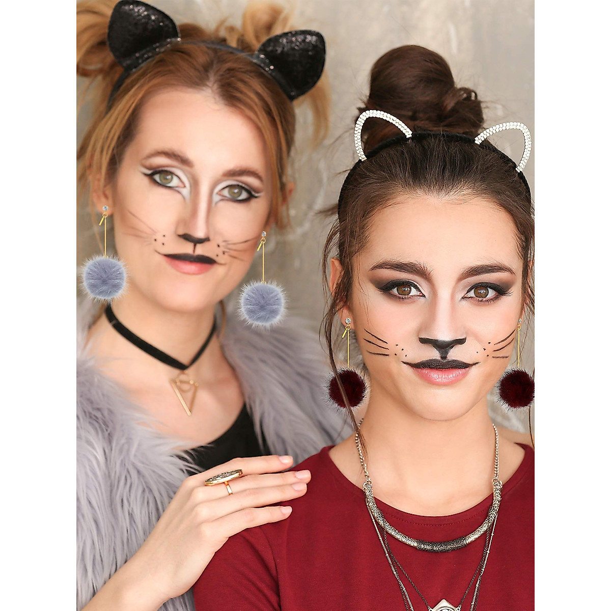 Hicarer 6 Pairs Ball Earrings Pom Pom Earrings Faux Fur Ball Earrings Pom Dangle Earrings Puff Ball Earring for Women