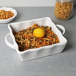 GDCZ Ceramic Baking Dish with Double Handle, Baking Dish Casserole Dishes, 8-Inch (White)