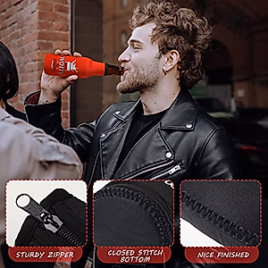 Summer Beer Bottle Insulator Sleeve with Zipper Neoprene Insulated Bottle Jackets Keep Warm and Cold Beer Bottle Sleeves with Stitched Fabric Edges for Party (8 Piece, Artsy Style)