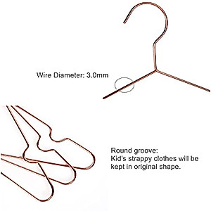 Koobay 12.6" Rose Gold Copper Kids Baby Hangers 10Pcs, Strong Metal Children Clothes Hangers for Closet, Space Saving Children Hanger for Toddler Coats Pants
