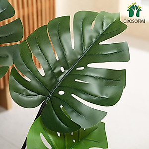 CROSOFMI Artificial Monstera Deliciosa Plant 37" Fake Tropical Palm Tree, Perfect Faux Swiss Cheese Plants in Pot for Indoor Outdoor House Home Office Garden Modern Decoration Housewarming Gift,2 Pack