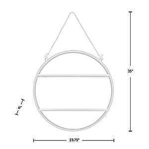 FirsTime & Co. Dark Silver Coastline Rope Wall Shelf, Wall Mounted Floating Shelf for Bedroom, Kitchen, Living Room, Bathroom, Home Office, Metal, 23.75 x 6 x 35 inches