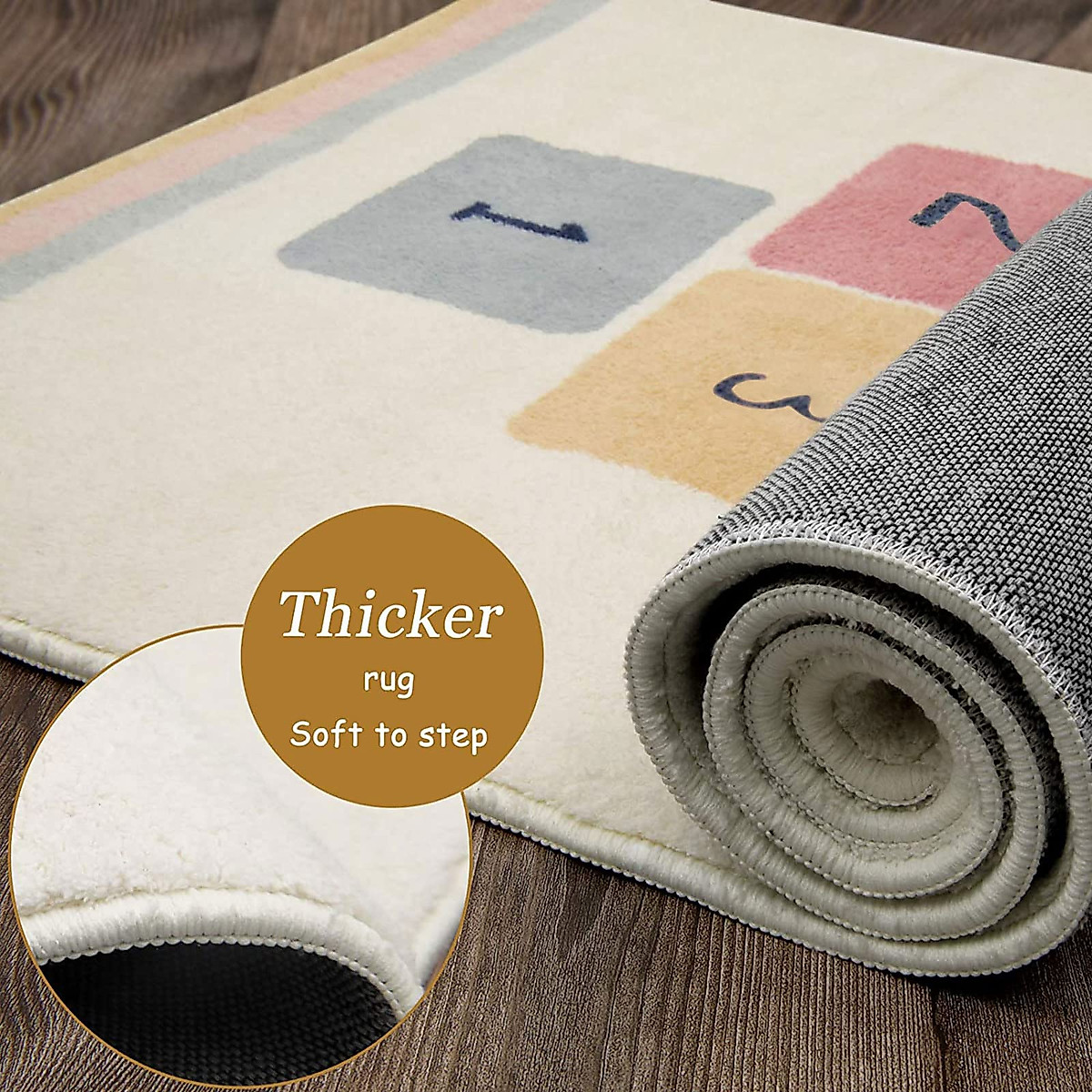 Topotdor Rainbow Sky Hopscotch Game Rugs,Kids Play Area Rugs Soft Floor Carpet for Bedroom Playroom Nursery,Great Gift for Girls & Boys,27.5" x 63"