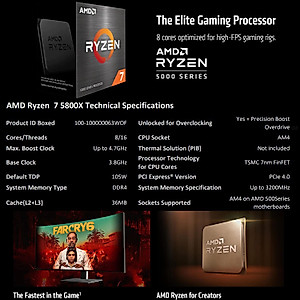 INLAND Micro Center AMD Ryzen 7 5800X 8-Core 16-Thread AM4 Unlocked Desktop Processor with ASUS TUF Gaming X570-PLUS (WI-FI) PCIe 4.0 Dual M.2 USB 3.2 Gen 2 ATX Gaming Motherboard Bundle