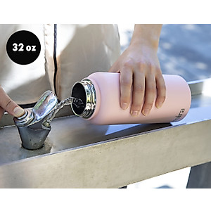 MIRA Water Bottle with Straw and Handle Lid Vacuum Insulated Stainless Steel Metal Thermos Bottle - Reusable Leak Proof Keep Cold Sports Flask - 32 oz, 2 Lids, Black