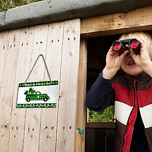 St.Patrick's Day Decorative Plaque, Chalkboard Slate Signs with Rope, Hanging Wall Sign for Porch/Entryway/Outdoor/Garden Home 5x8inch, Truck with Clover Green Plaid