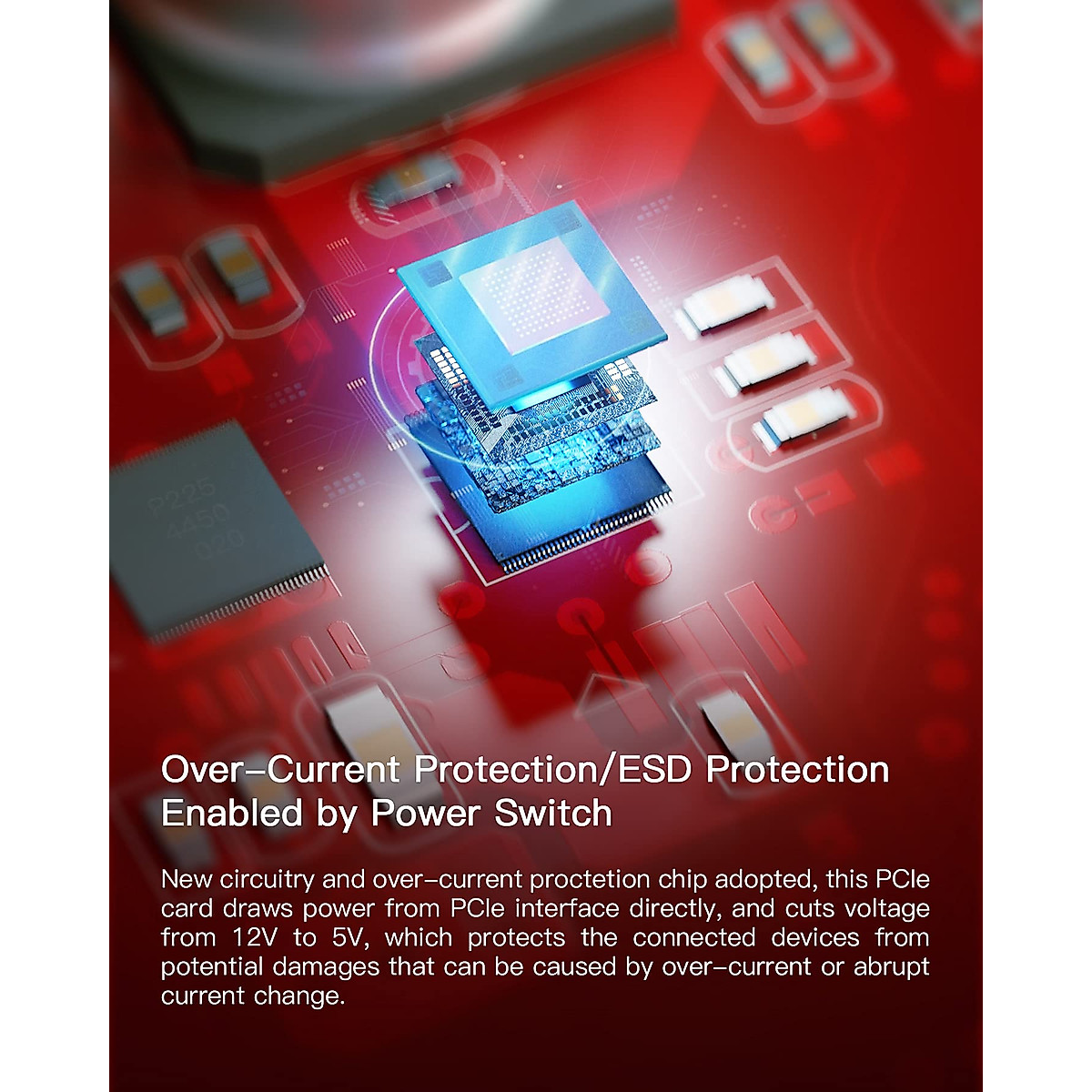 Inateck PCIe to USB 3.2 Gen 2 Extension Card with 5 Ports 8 Gbps Bandwidth,No External Power Source Required, RedComets U25