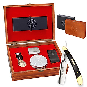 Best Straight Razor Set - Shave Ready Straight Razor Kit, Solid Straight Razor Shaver, Biblical Wood Straight Razor, Japanese Steel, Mens Straight Razor, Best Gifts For Men (Black)