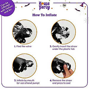 HOUSE OF PARTY Halloween Witch Foil Balloon-50PCS Black Pink White Witch, Cat Latex Balloons for Halloween Birthdays Graduation Party Decorations, School Classroom Games, Kids' Hand Out