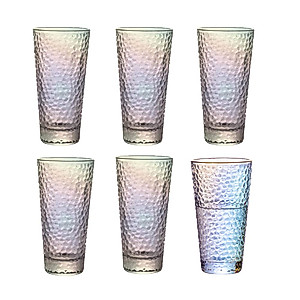 HOMEE Highball Glasses Set of 6-14 oz Tall Drinking Glasses - Colorful Heavy Base Tall Glass Cups - Mojito, Bourbon, Iced Tea, Water, Soda, Juice, Tequila, Cocktail, Glassware Sets