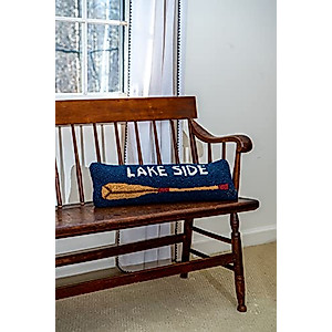 Chandler 4 Corners Artist-Designed Lakeside Oar Hand-Hooked Wool Decorative Throw Pillow (8” x 24”)